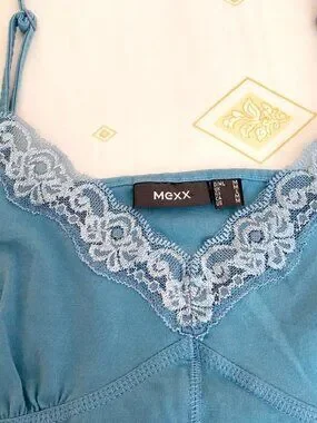 Mexx | Tops | Vintage Y2k Blue Lace Trim Cami | Poshmark